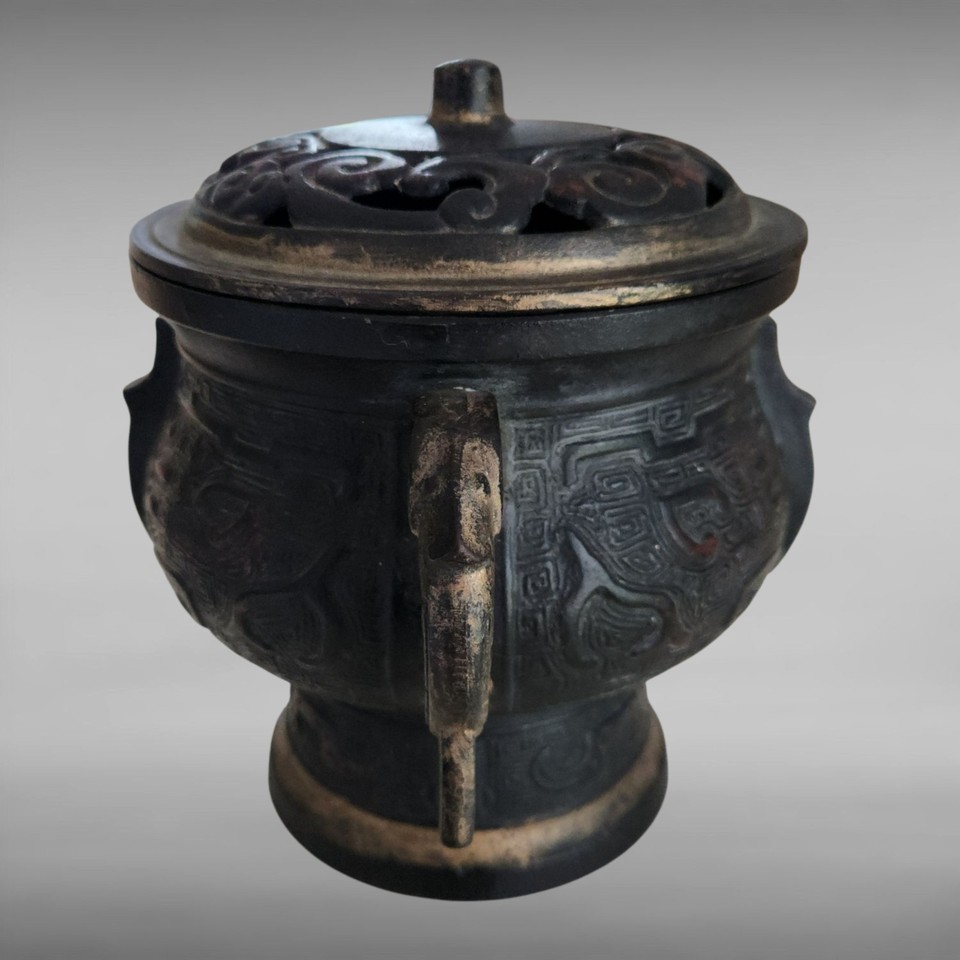 Heavy Cast Iron Metal Chinese Archaic Style Censer 8 Pounds | eBay