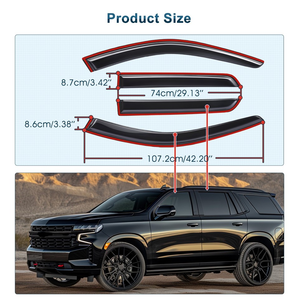 For 2011-2024 Dodge Durango 4pcs Window Visor Vent Sun Rain Guard Wind ...