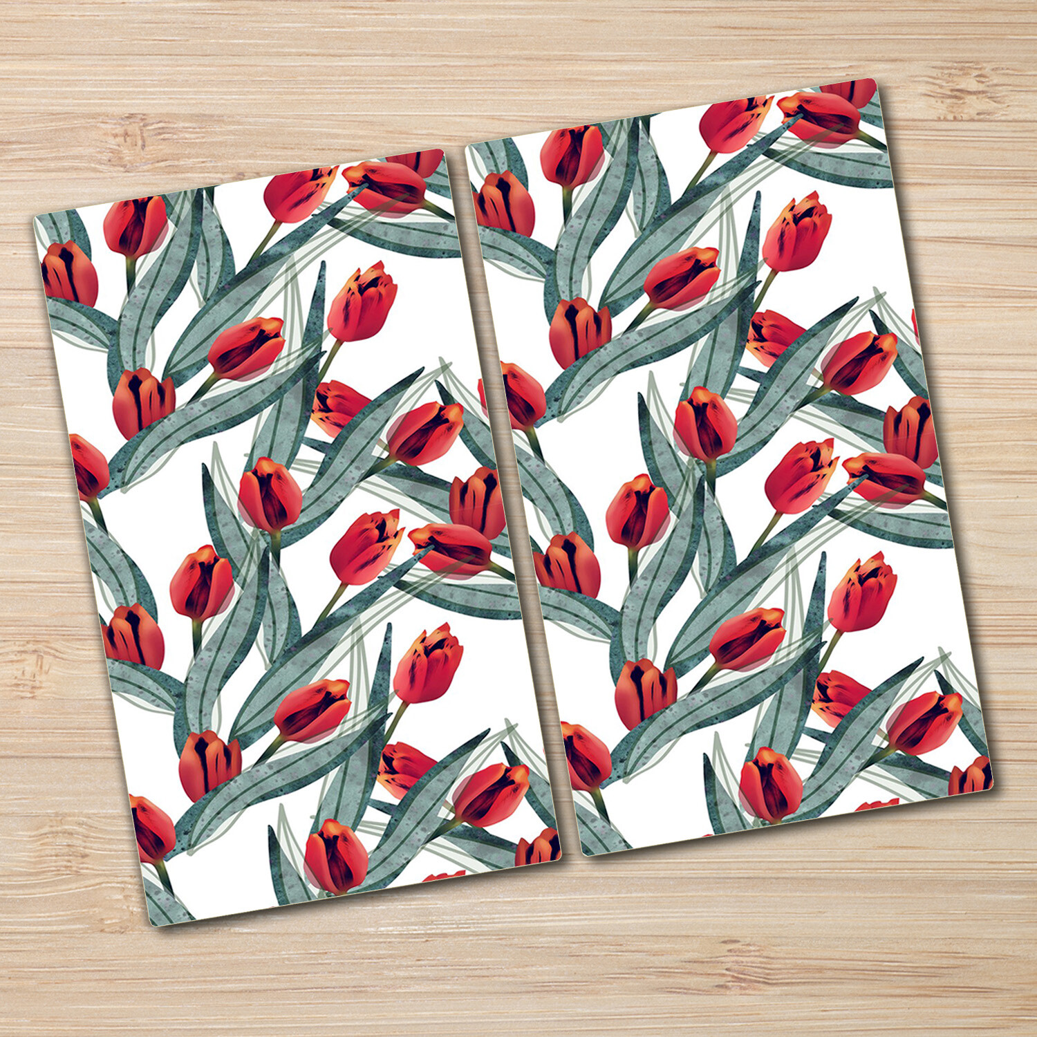 Glass Meat Board Induction Ceramic Hob Cover Worktop Saver Tulips ...