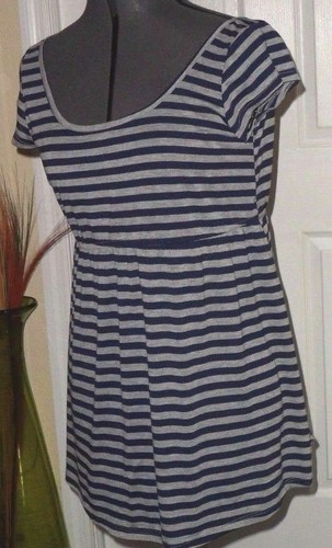 ***BELLY BY DESIGN KNIT MATERNITY TOP SHIRT SIZE M BLUE GRAY STRIPE ...