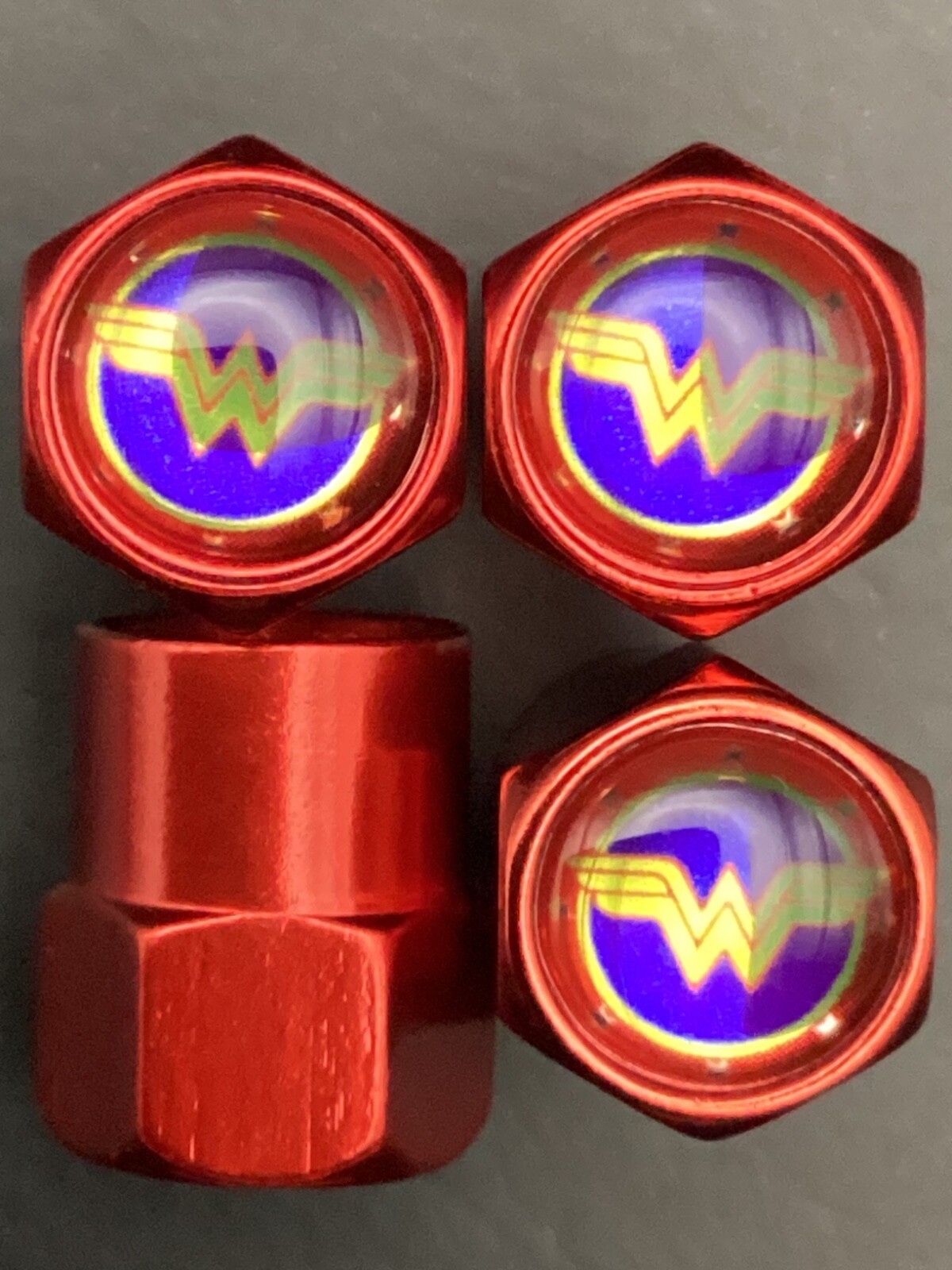 4 Pcs Set Valve Cap With Wonder Women Logo Air Valve Cap Colour Red No ...