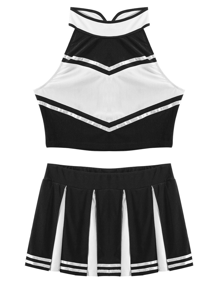 Women Cheer Leader Costume Mini 2 Piece Cheerleading Fancy Dress Outfit ...