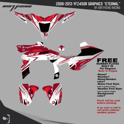 YFZ450R Graphics 2009-2013 DFR Eternal Yamaha Red Colors Sides Fenders ...