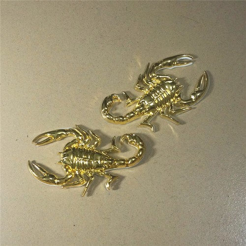 Pair Golden Chrome Scorpion Metal Emblem 3D Car Motorcycle Badge Decal ...