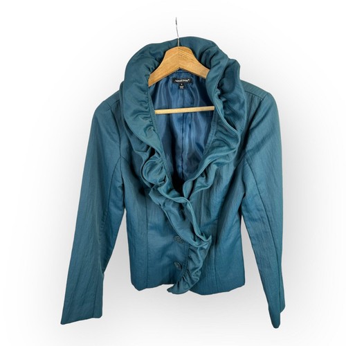 Samuel Dong Womens size Small Ruffle Button Front Wire Collar Blazer ...