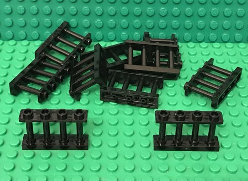 Lego 10 pieces City Black Fence 1x4x2 Spindled with 4 Studs / Friends ...
