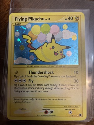 Pokémon 2009 Flying Pikachu 113/111 Platinum Rising Rivals Secret Rare ...
