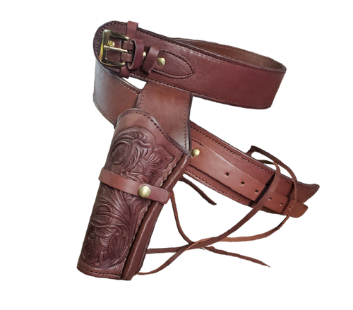 Western Gun Belt - Brown - and left handed tooled Holster | eBay