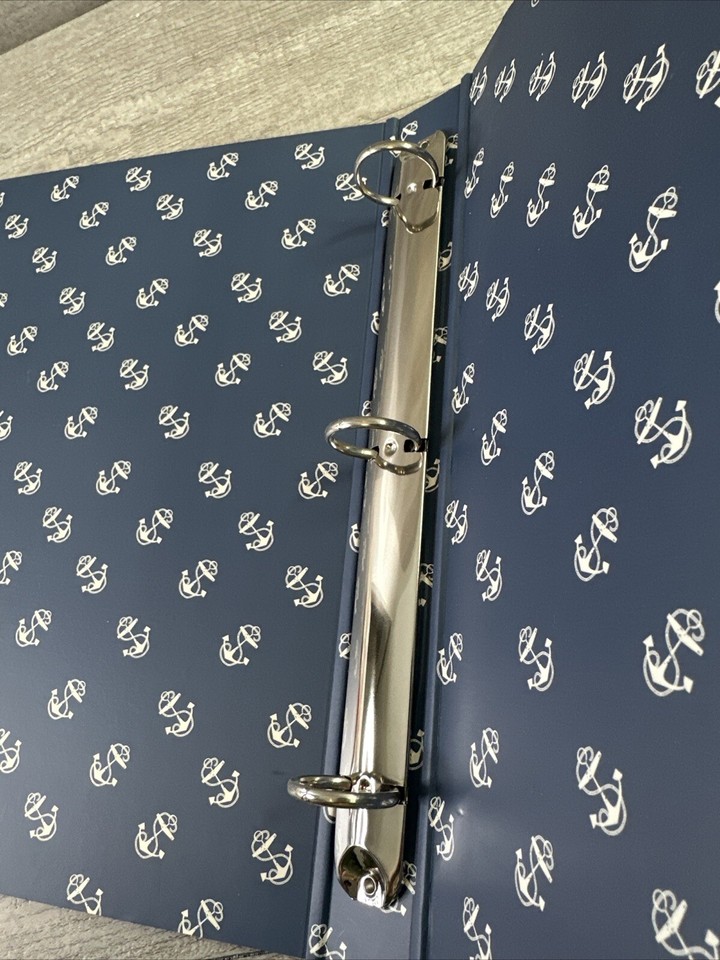 Paperchase Anchors Ahoy 3 Ring Paper Binder Made In USA Red White Blue ...