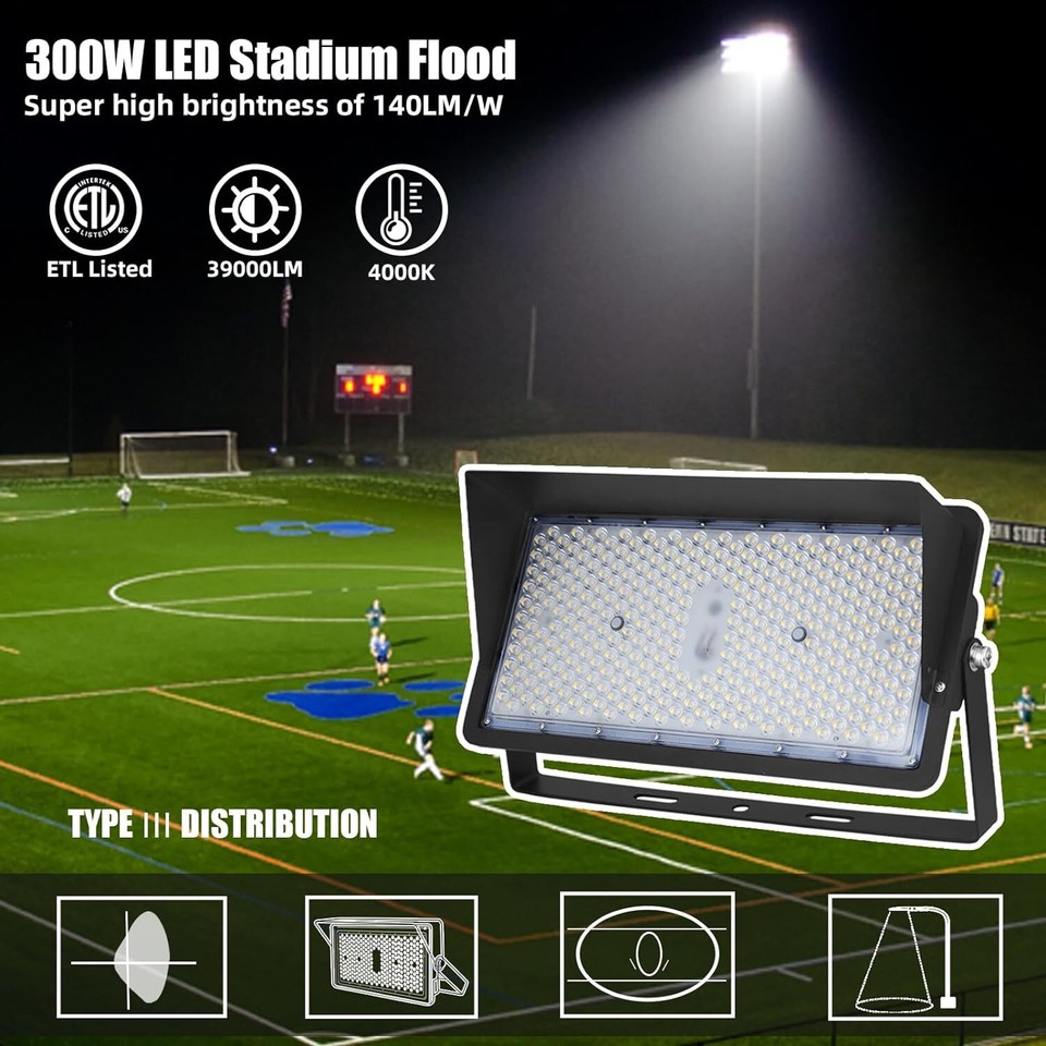 LED Flood Lights Outdoor, 42000 Lumens 300W LED Stadium Lights ...