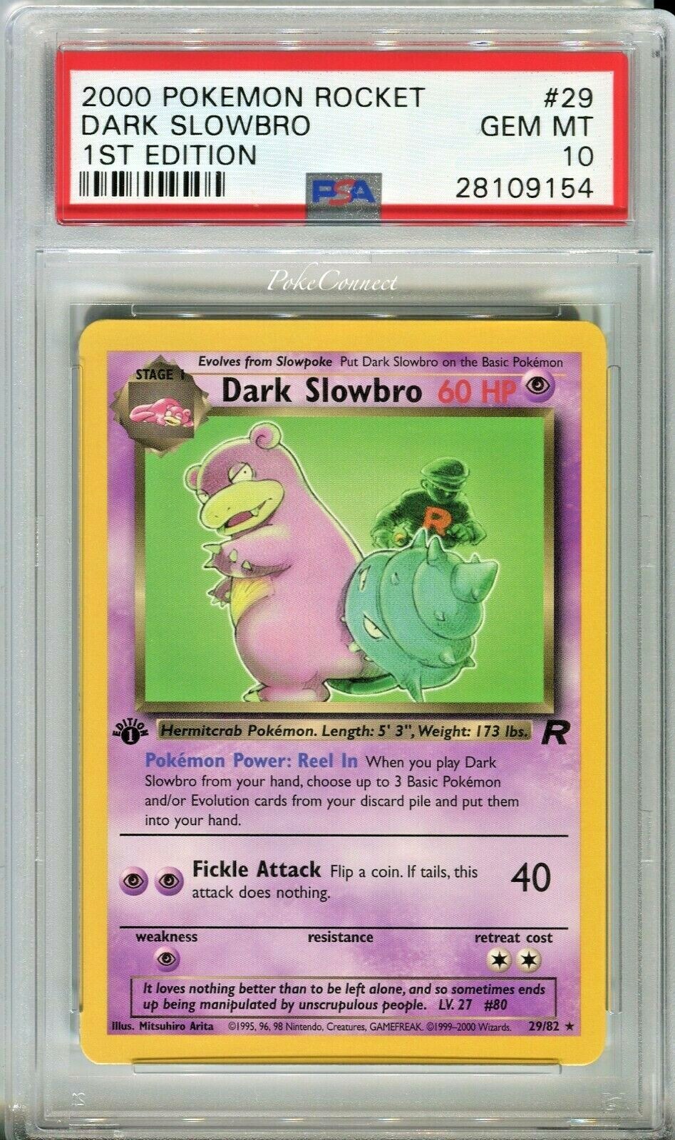 PSA 10 GEM MINT Pokemon DARK SLOWBRO Rare Team Rocket 29/82 1st Edition ...