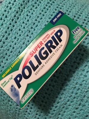 Super Poligrip Denture Adhesive Cream 0.5 Ounce Tube, Sealed Box ...