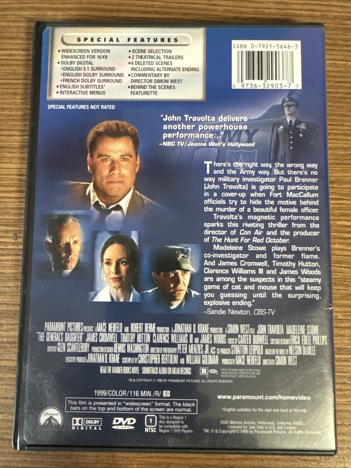 The Generals Daughter (DVD, 1999, Widescreen Collection) 97363290377| eBay
