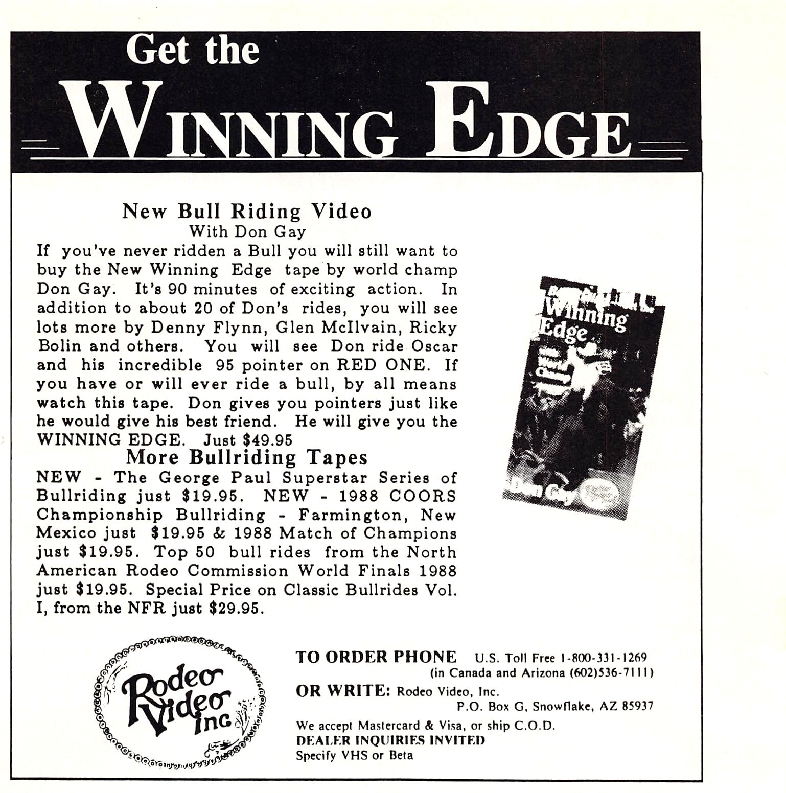 Get The Winning Edge Rodeo Video Inc Snowflake Arizona Vtg Magazine ...