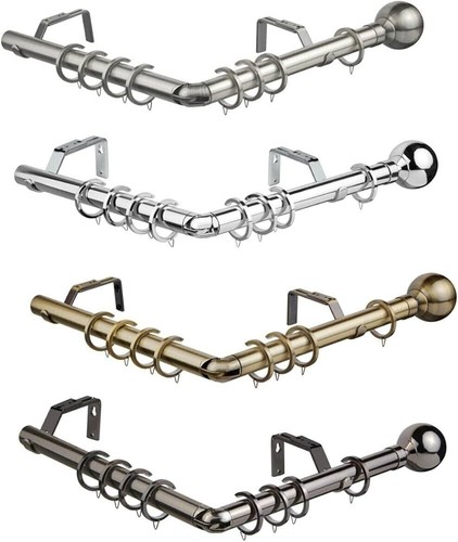 BAY WINDOW CURTAIN POLE SET 28mm METAL 5 SIDED 475cm COMPLETE FIXING ...