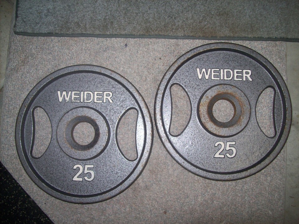 WEIDER OLYMPIC "GRIP" 25s BodyBuilding STRONGMAN Fitness WEIGHT PLATES ...