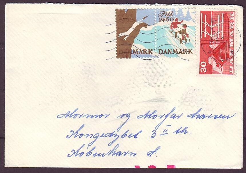 q4769/ Denmark Virum Christmas Seal Cover 1954 w/Postal-Mail Controle ...