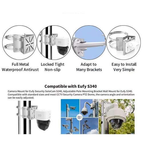 For CCTV Cameras CCTV Pole Mount Wide Compatibility Solid Metal ...