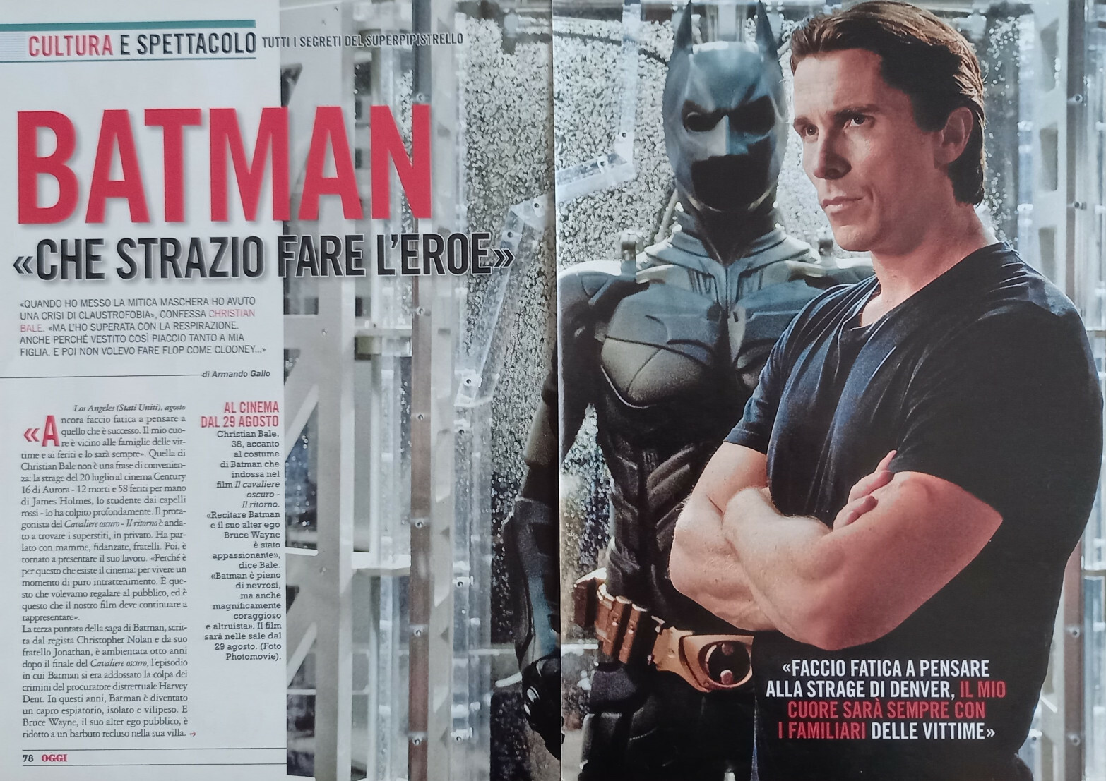 Italian Clipping Ritaglio 2012 CHRISTIAN BALE Batman che strazio fare 4 ...