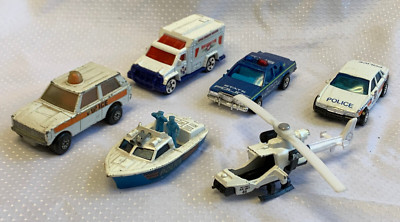Matchbox Diecast Police Vehicles Lot Mission Helicopter Boat Launch ...