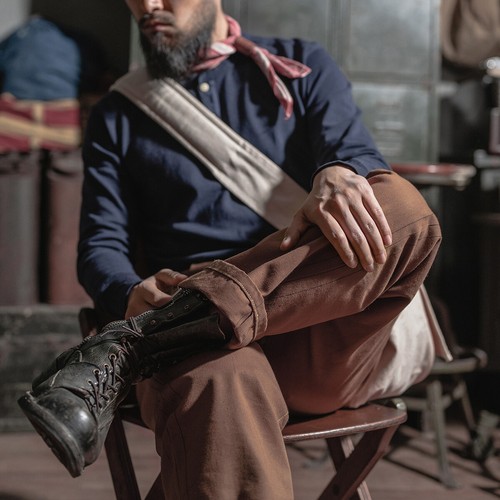 Retro Work Pants High Waist Loose Fit Workwear Trousers Brown | eBay