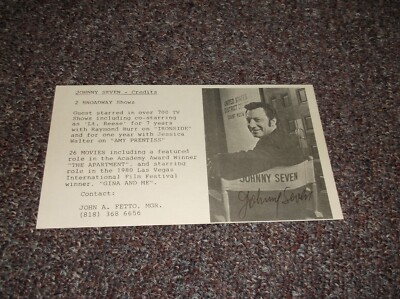 Johnny Seven (1926-2010) signed promo card actor Broadway TV Films | eBay