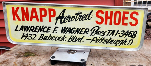 Vintage Car Roof Top Taxi Advertising Sign Knapp Shoes PITTSBURGH ...