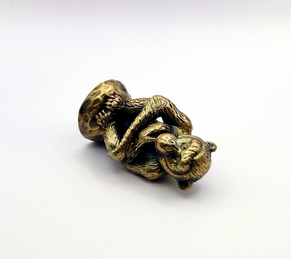Lamp Finial-THINKING MONKEY-Aged Brass Finish, Highly detailed metal ...