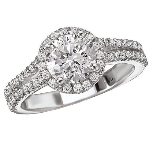 *NEW* LADIES 14k WHITE GOLD HALO DIAMOND SPLIT SEMI-MOUNT ENGAGEMENT ...