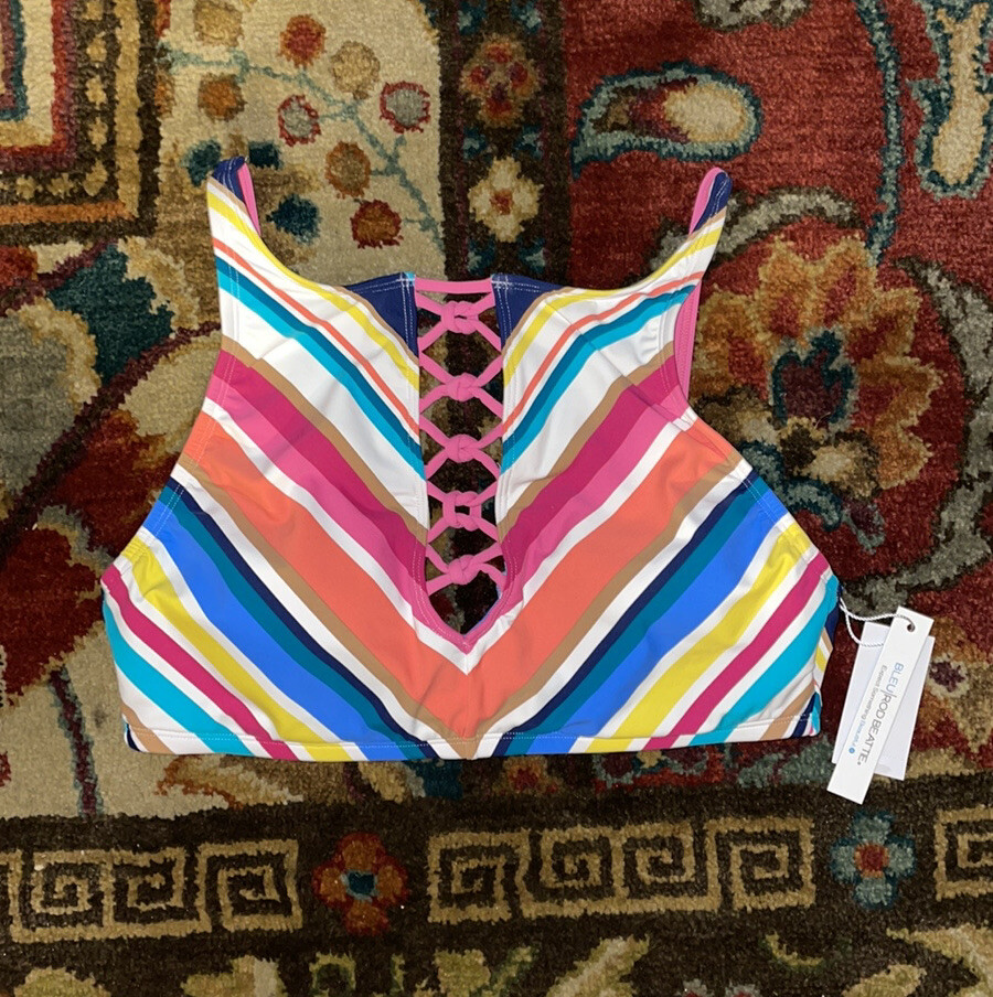 Bleu Rod Beattie Color Bomb High Neck Lattice Bikini Top SZ 10 NWT ...