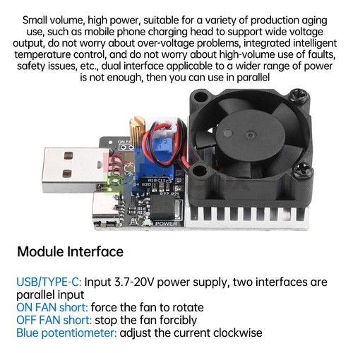 DC 3.7-20V 3A 25W Adjustable Constant Current Electronic Load Discharge ...