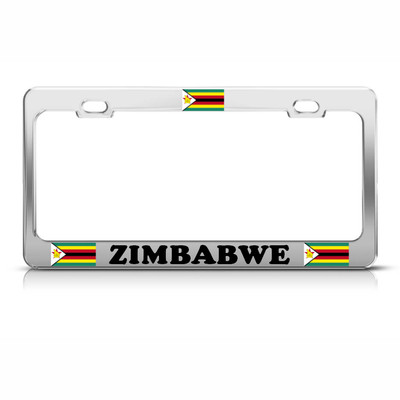 ZIMBABWE FLAG COUNTRY Chrome License Plate Frame Tag Border | eBay