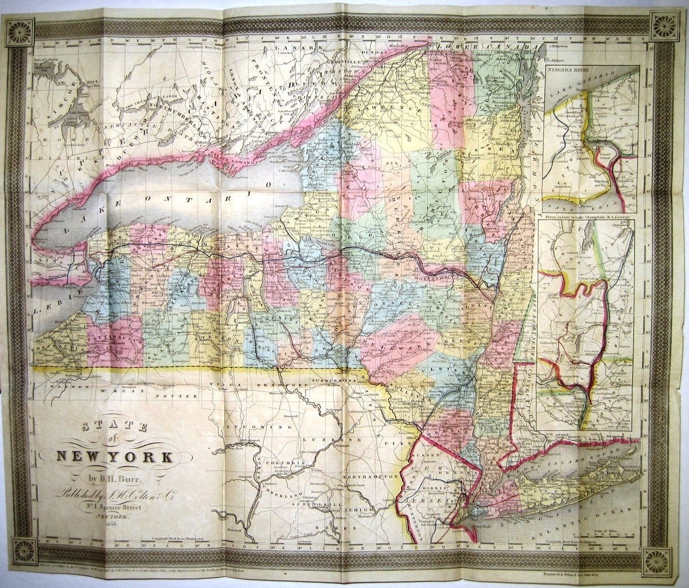 BURR'S MAP OF THE STATE OF NEW YORK [1838] | eBay