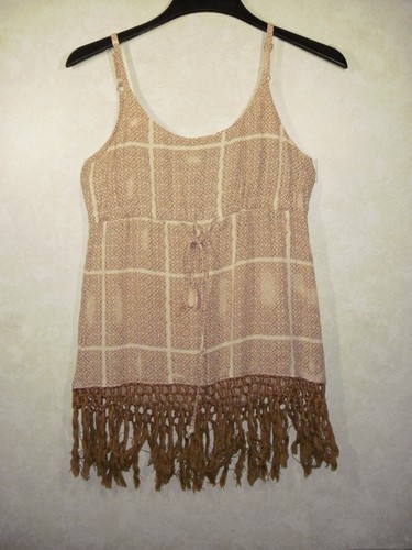 Cabi Tan Cabana Tassle Tank Blouse Adjustable Sleeveless Style 846 ...