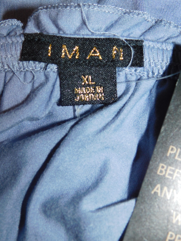 New X Large Iman Pant Set Chambray & Navy Color Loose Blouson On or off Shoulder | eBay