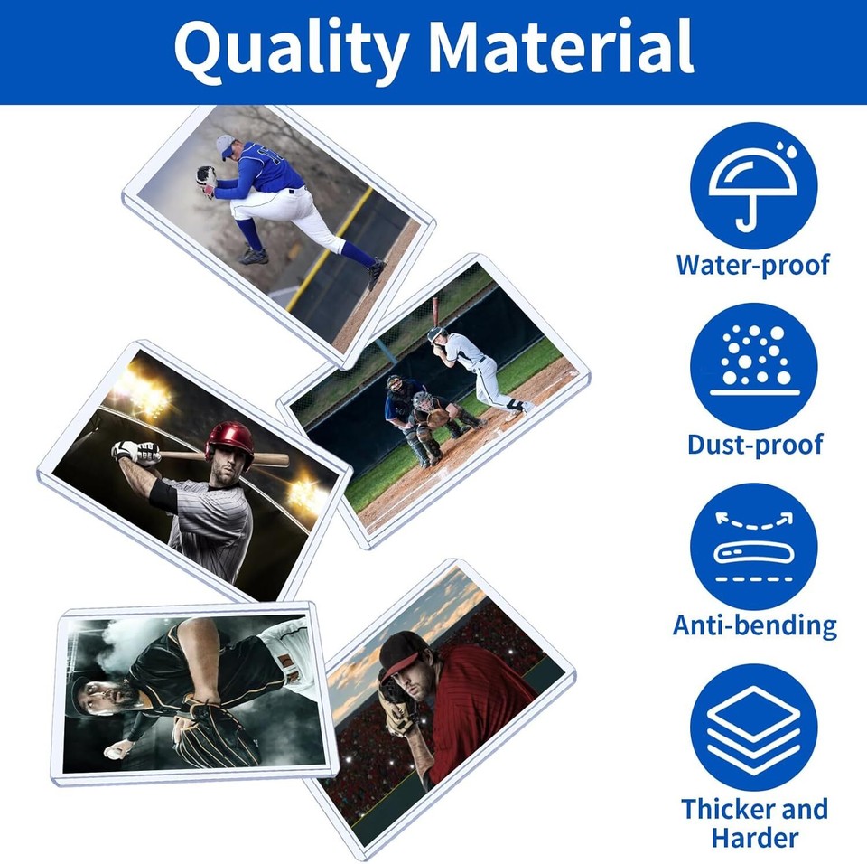 Trading Card Sleeves Hard Plastic Clear Case Holder 42Pc Baseball Card ...