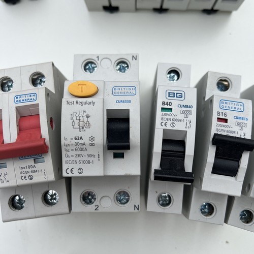 BG MCB 50A 40A 32A 16A 6A amp CUMB british general RCD 63A main switch ...