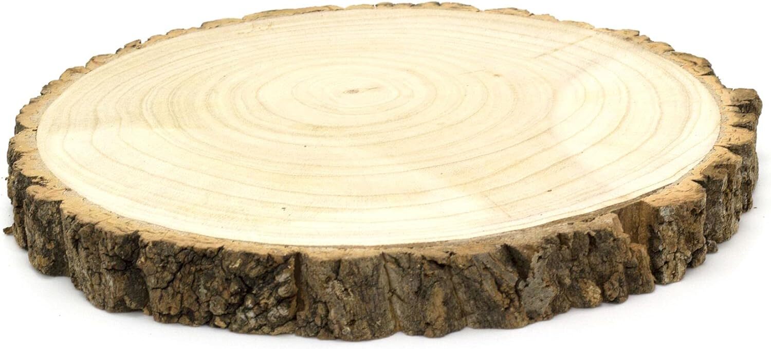 Natural Wood Log Slice Tree Bark Rustic Wedding Table Centerpiece Cake ...