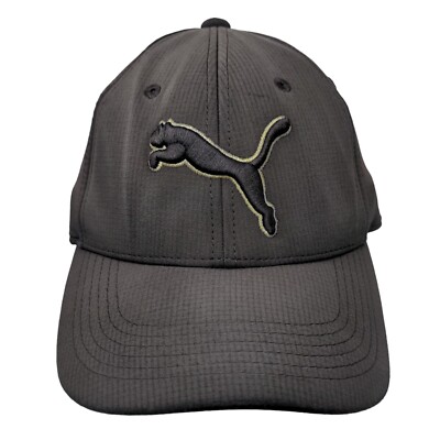 PUMA Fitted Hat Black Small/Medium Embroidered Logo 6 Panel Vent Holes ...