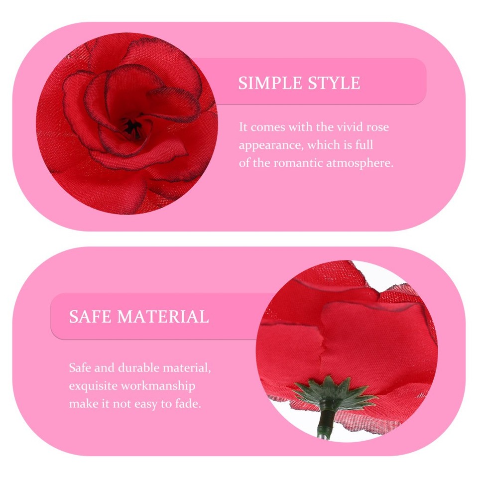 50Pcs Simulation Rose Heads Wedding Party Fake Rose Decors Silk Flower ...