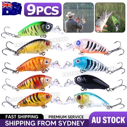 9PCS Fishing Lures For Bream Bass Trout Redfin Perch Cod Flathead ...