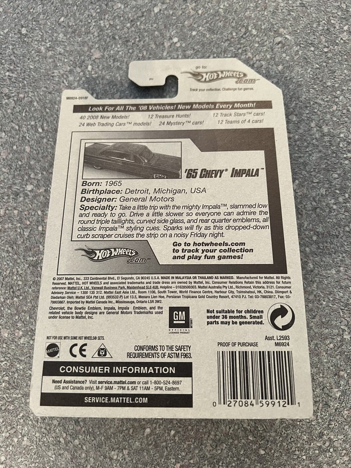 Hot Wheels 2008 Factory Sealed Set 2008 All Stars '65 Chevy Impala ...
