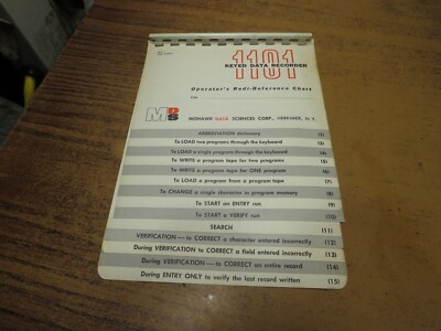 MDs Mohawk Data Sciences 1101 Keyed Data Recorder Redi Reference #5 | eBay