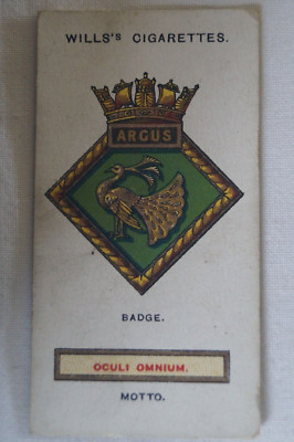Ships Badges Vintage 1925 Pre WWII Wills Classic Collector Card Argus ...