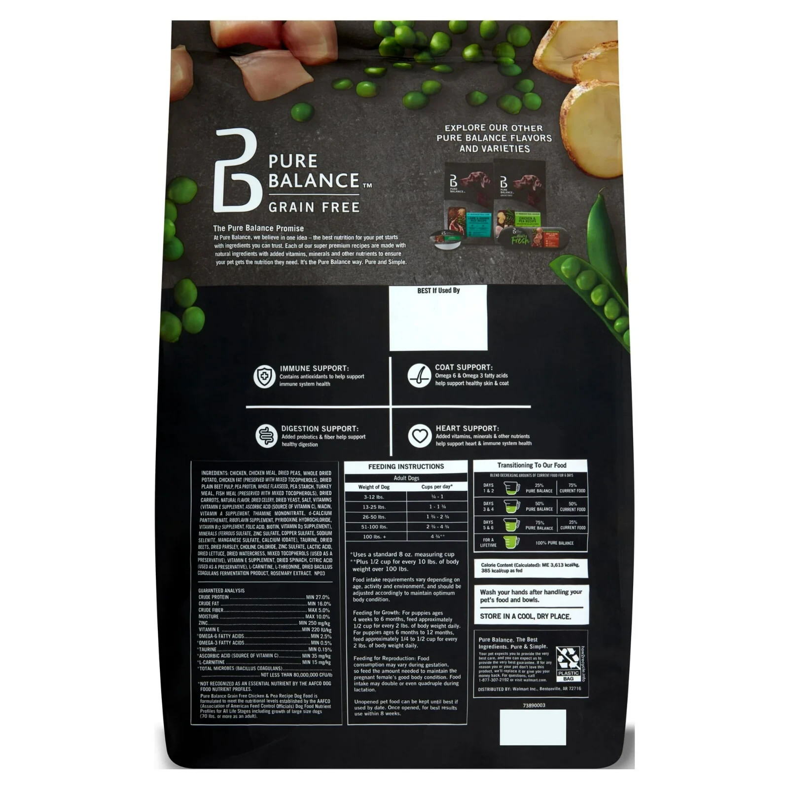 2 Bags Pure Balance Chicken & Pea Recipe Dry Dog Food, Grain-Free, 24 ...