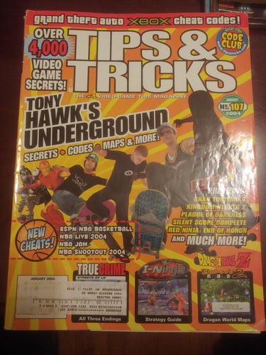 TIPS & TRICKS JANUARY 2004 # 107 LIKE NEW MAGAZINE TONY HAWK ...