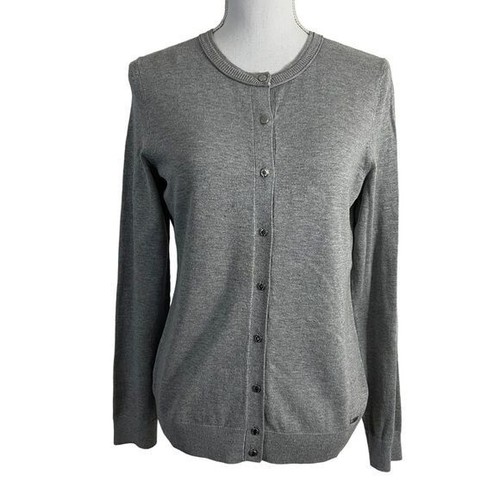 Calvin Klein Gray Button Up Cardigan Sweater Small Long Sleeve Knit ...