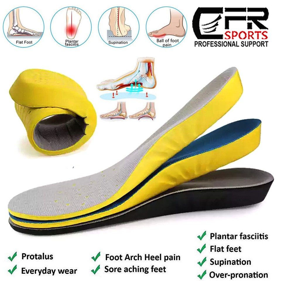 Memory Foam Foot Orthotics Insoles Plantar Fasciitis High Arch Support ...
