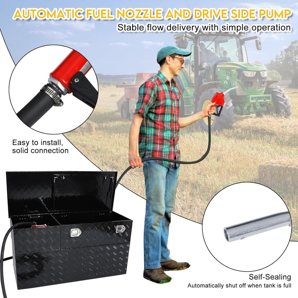 60-Gal Transfer Fuel Tank Tool box Gasoline Diesel 10GPM w/ Drive Side ...