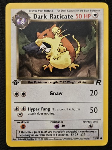 1st Edition Dark Raticate 51/82 Team Rocket Non Holo WoTC Pokémon TCG ...
